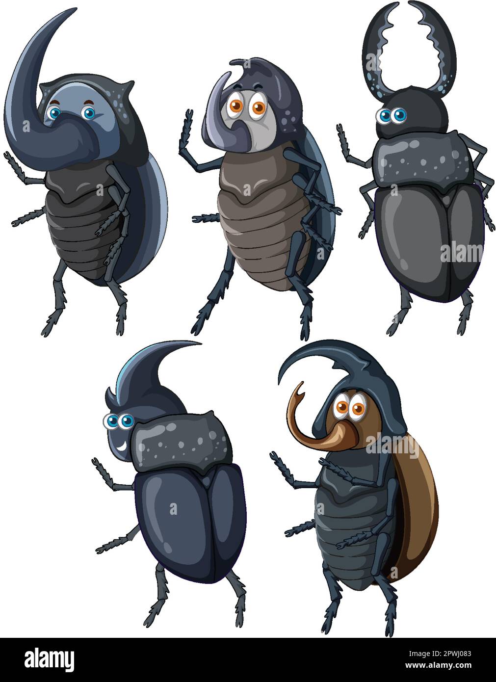 Set of beetle cartoon character illustration Stock Vector Image & Art ...
