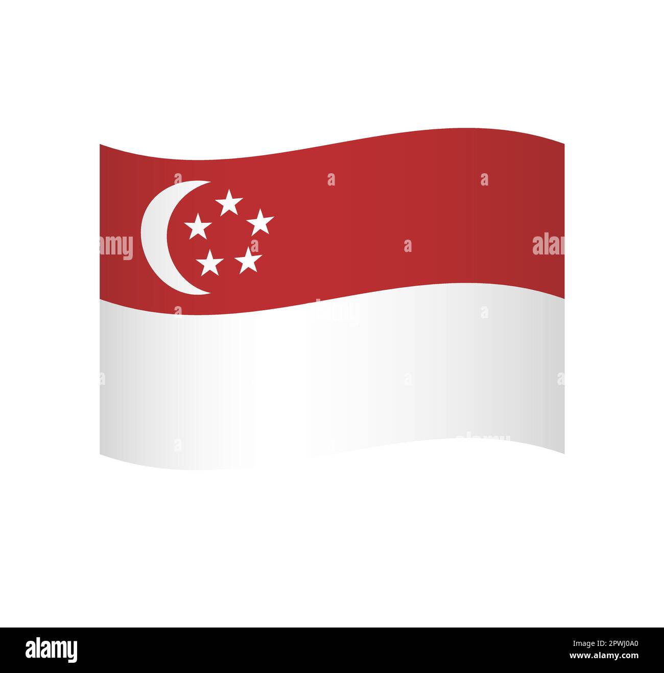 Singapore flag - simple wavy vector icon with shading Stock Vector ...