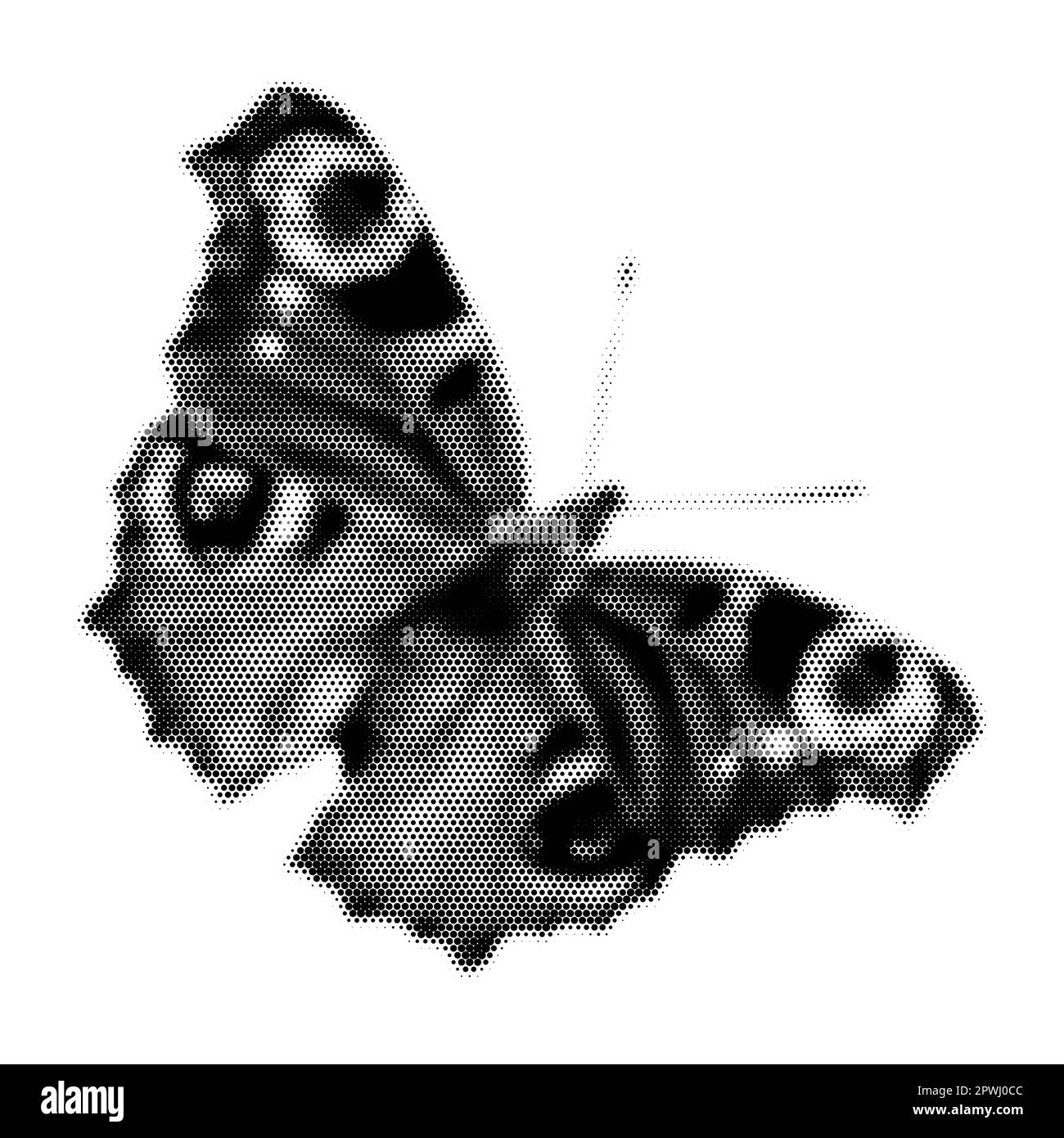 Halftone butterfly. Collage design element in trendy magazine style ...