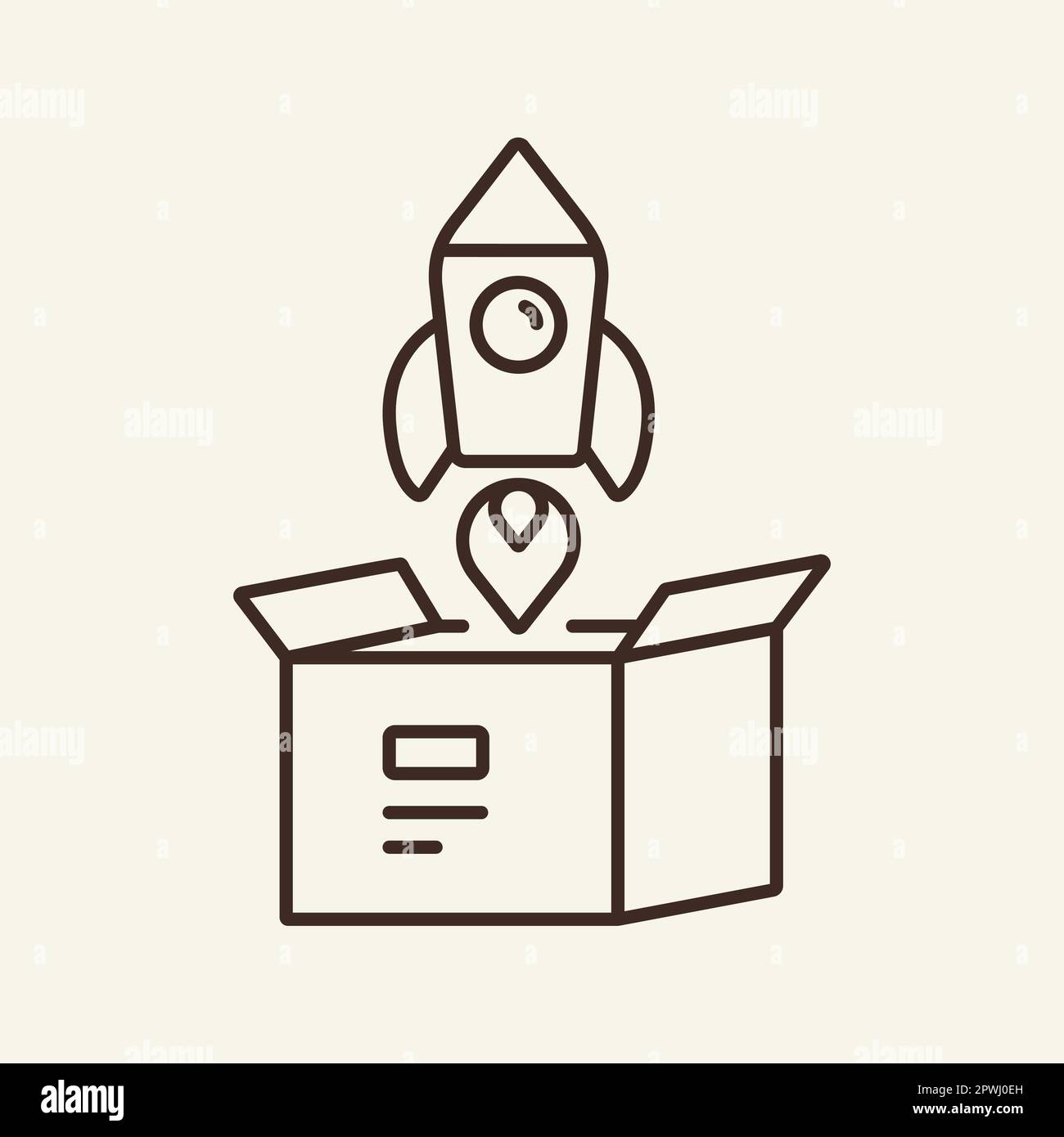 Rocket box line icon Stock Vector Image & Art - Alamy