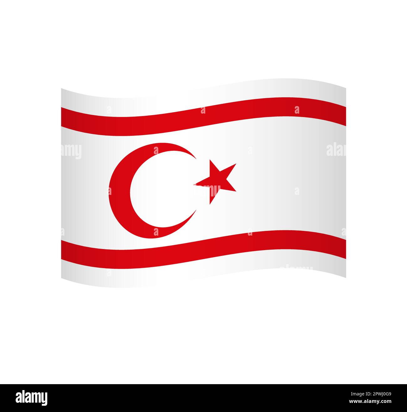 Northern Cyprus flag - simple wavy vector icon with shading Stock ...