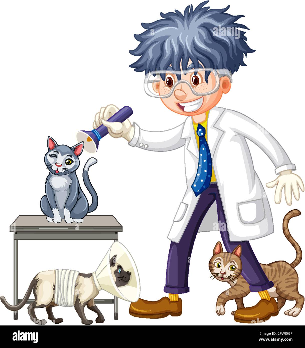 Friendly Veterinarian with Pet Animal Vector illustration Stock Vector ...
