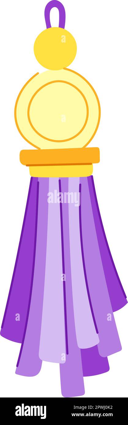 golden tassel rope cartoon. trim fringe, fabric string golden tassel ...