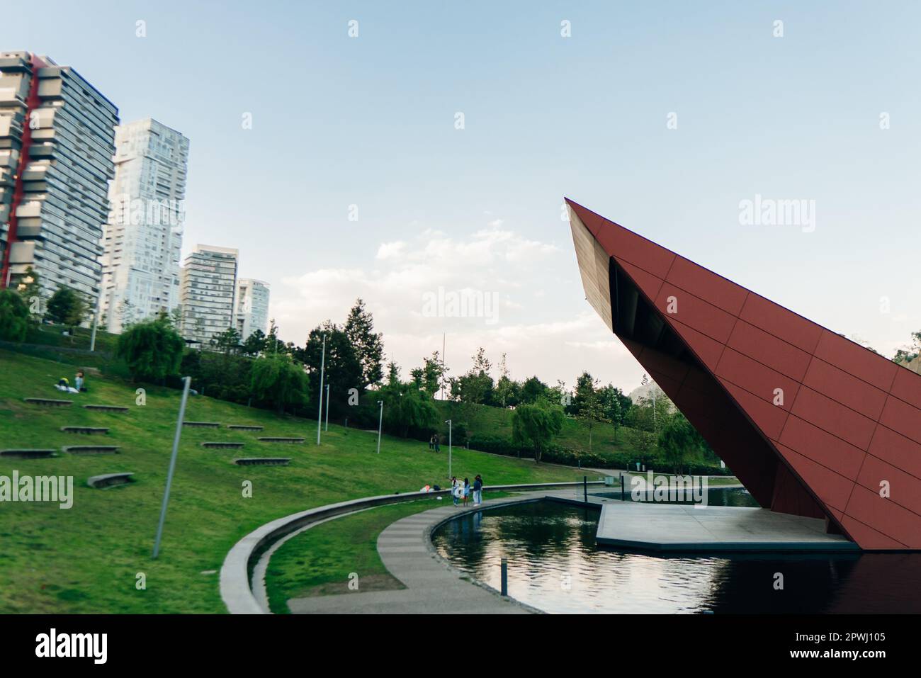 La Mexicana, Santa Fe, Mexico City - april 2023, modern urban park with ...