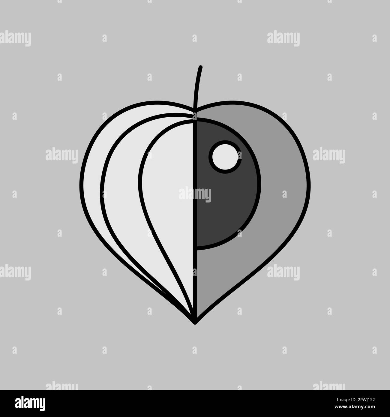Physalis berries isolated design vector grayscale icon. Graph symbol ...