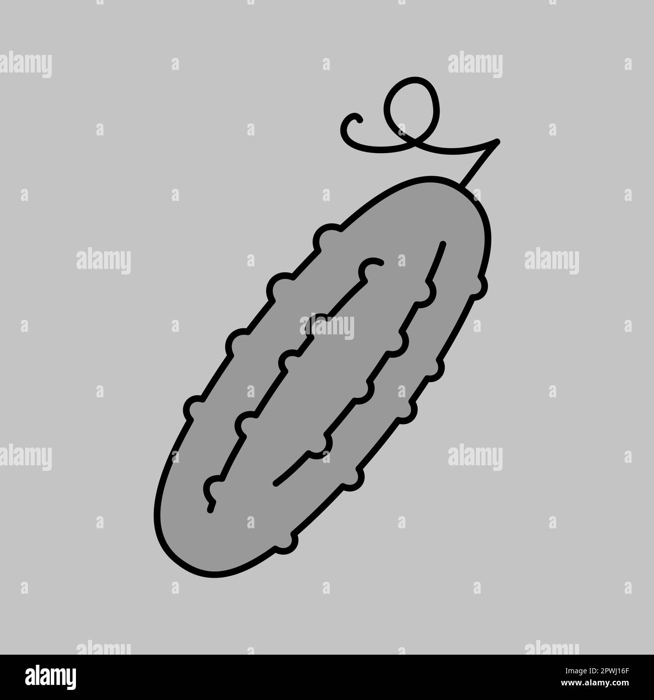 Cucumber isolated design vector grayscale icon. Vegetable sign. Graph ...