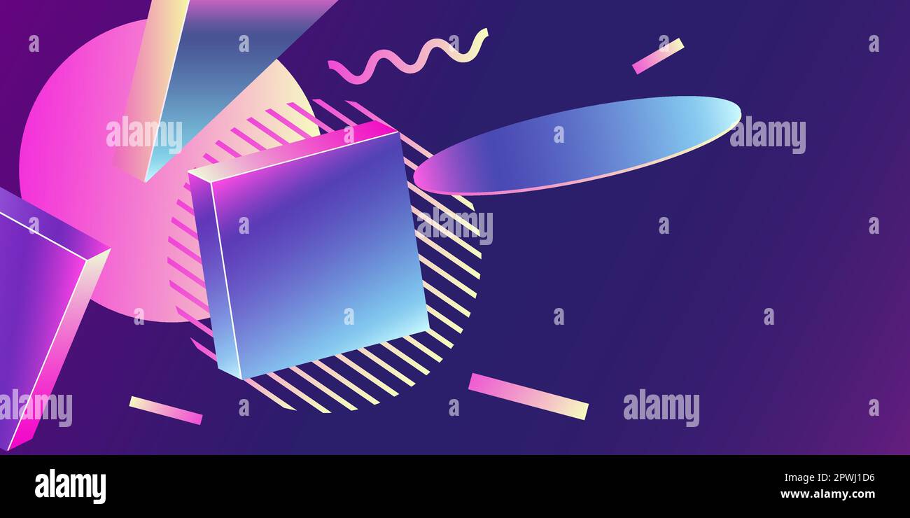 Futuristic abstract gradient bright background with various flying ...