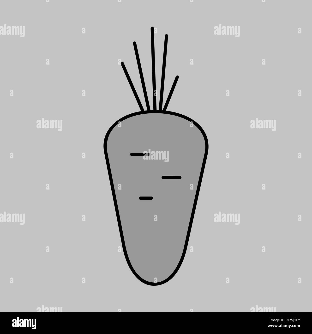 Carrot isolated design vector grayscale icon. Vegetable sign. Graph ...