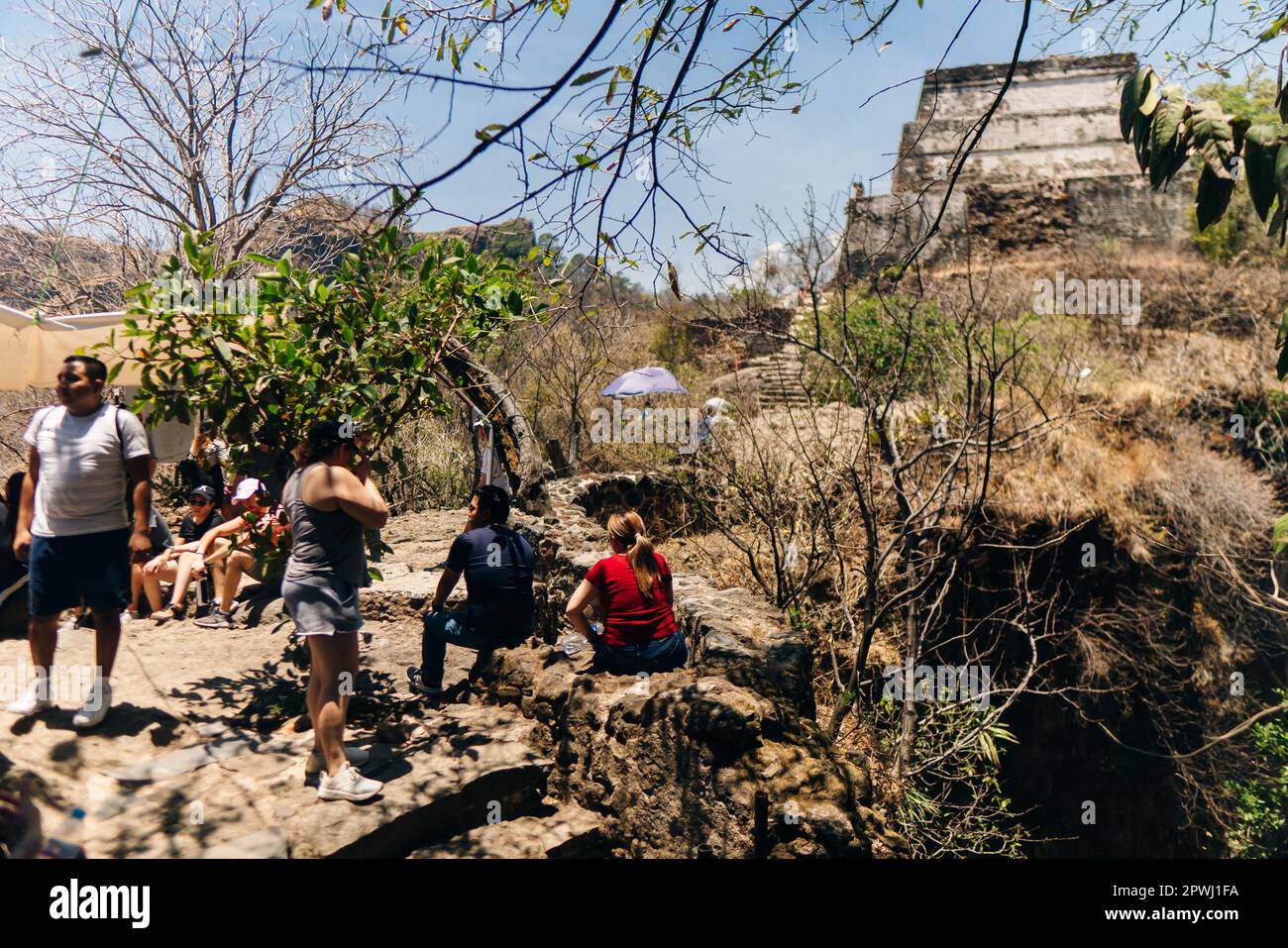 Tepozteco pyramid at Tepoztlan, Morelos, Mexico - april 2023. High ...