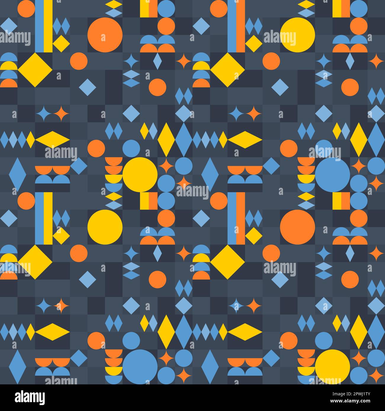 Mid-century bauhaus style pattern. Seamless geometric abstract pattern. Vector geometric shapes ...