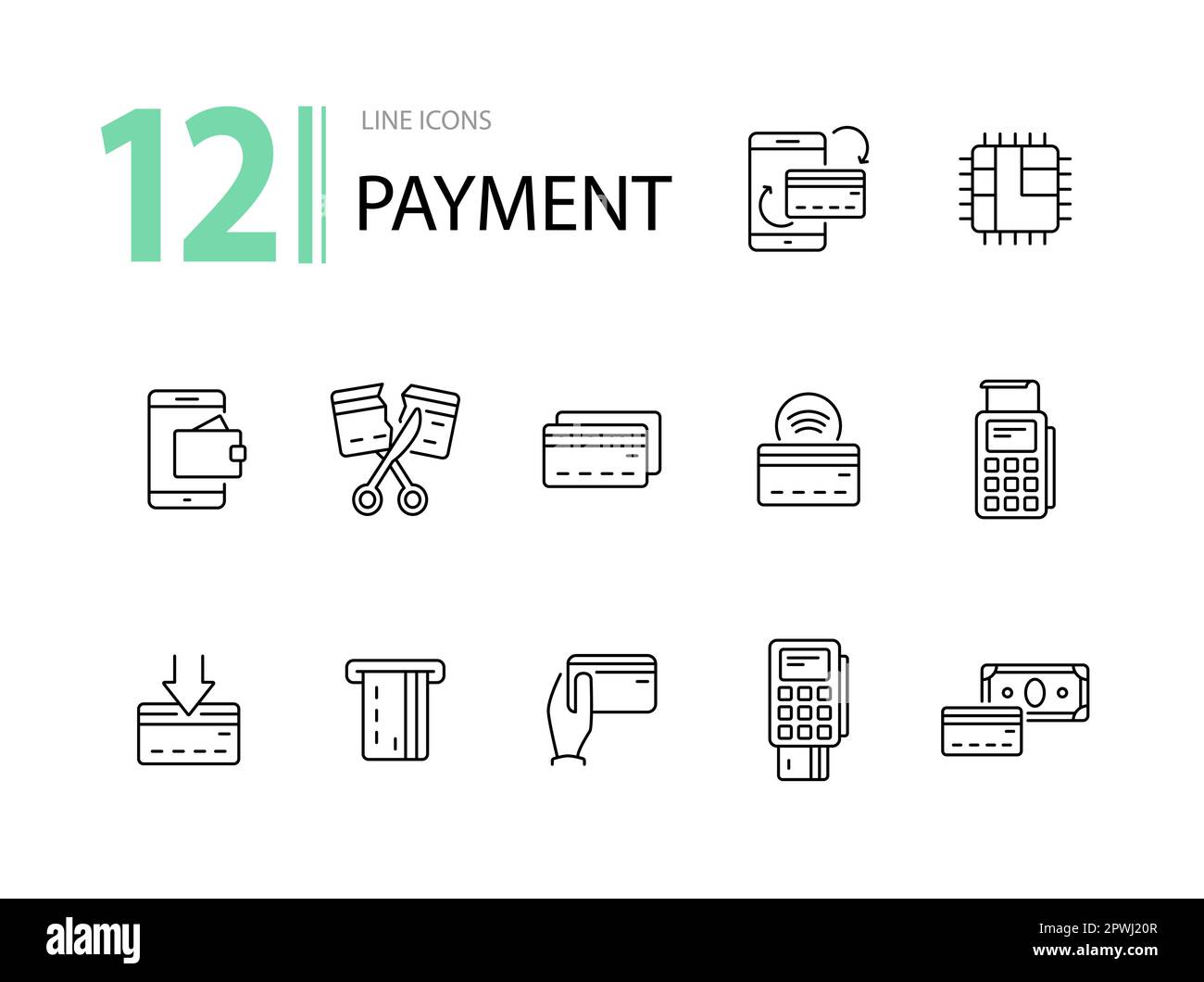 Payment line icon set Stock Vector Image & Art - Alamy
