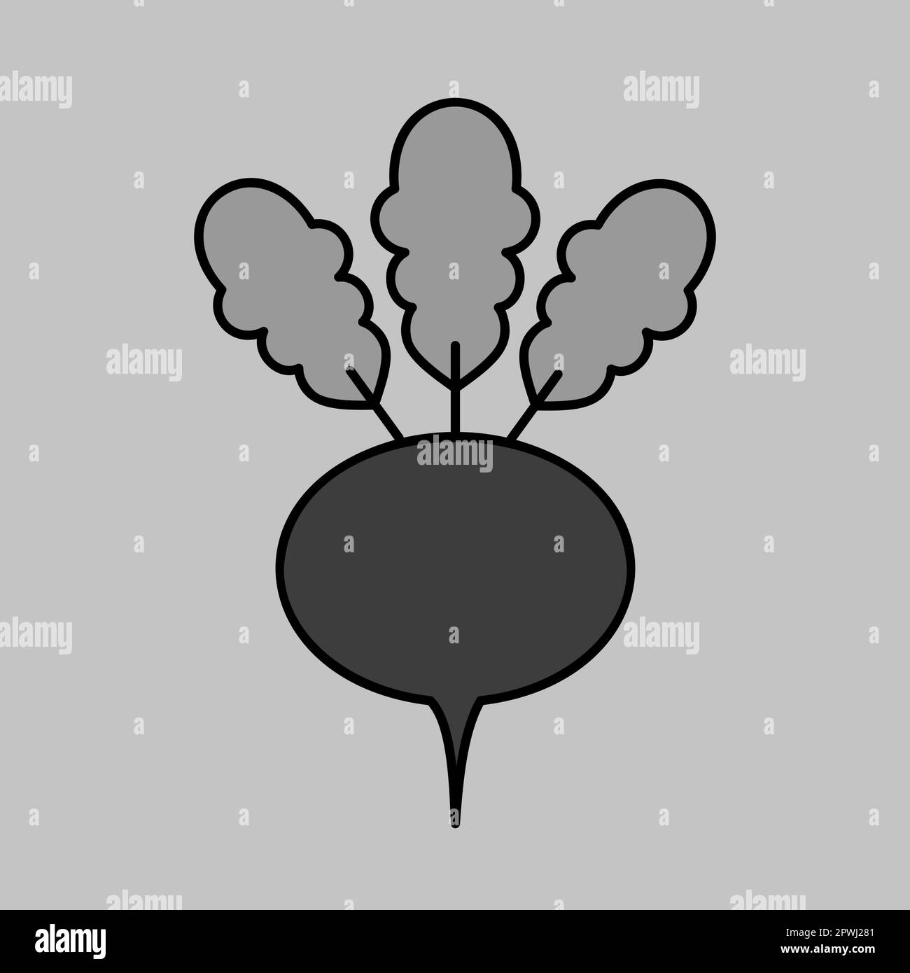 Turnip isolated design vector grayscale icon. Vegetable sign. Graph ...