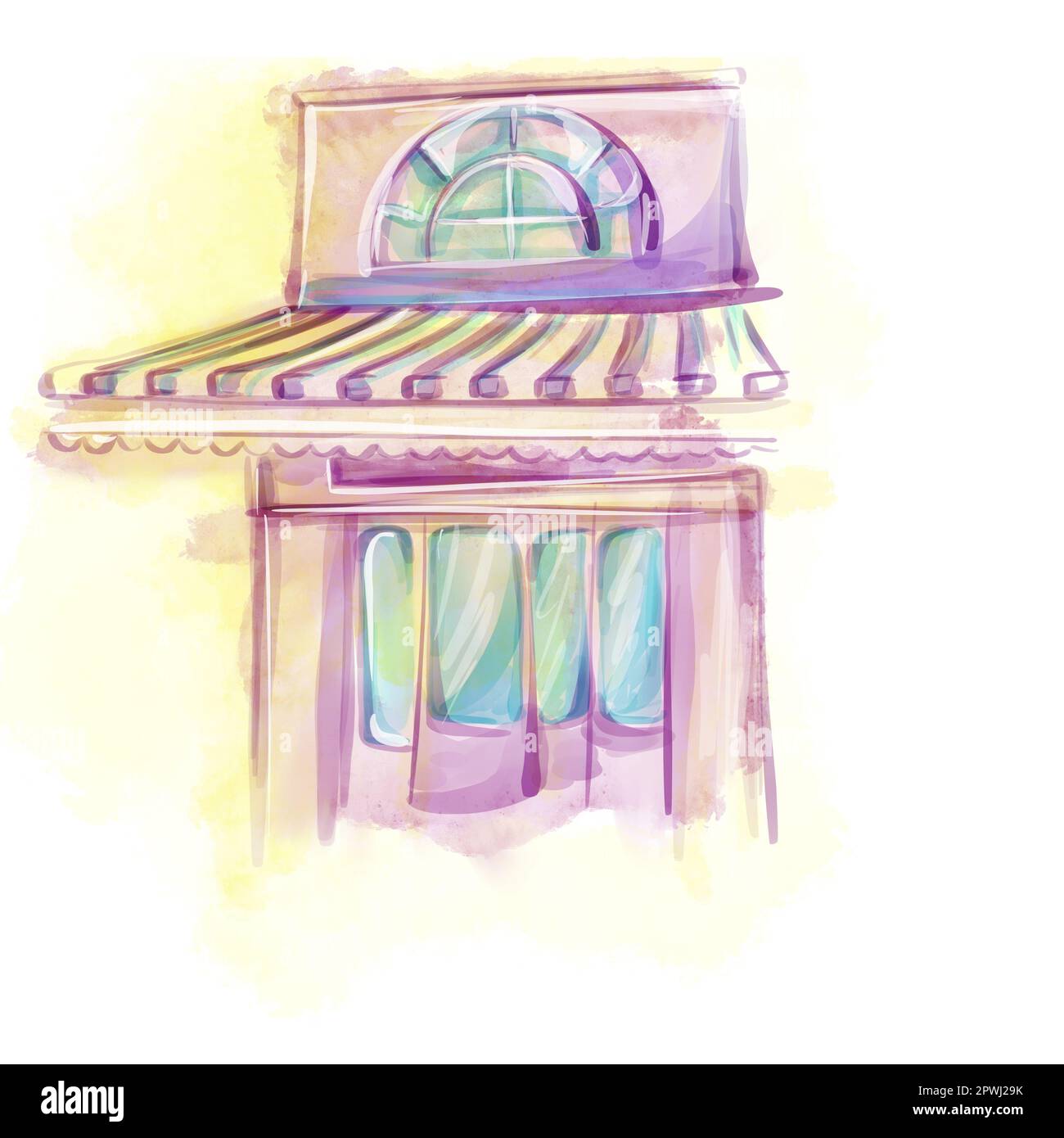 Watercolor Street cafe building. Hand drawn illustration isolated on ...