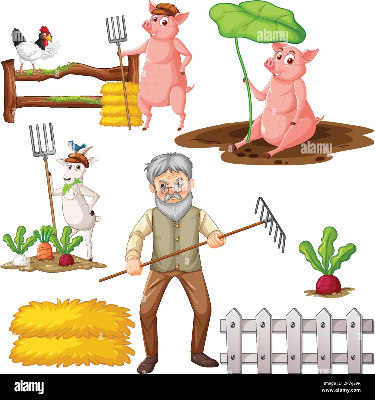 Farm Objects and Elements Vector Set illustration Stock Vector Image & Art - Alamy