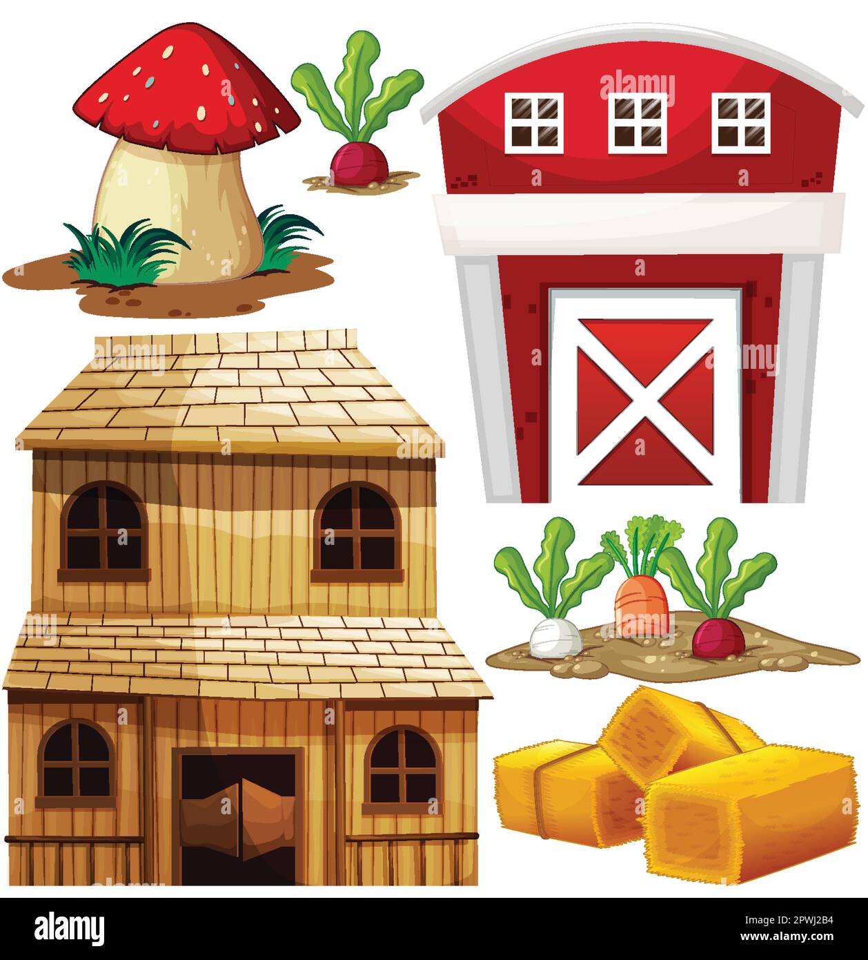 Farm Objects and Elements Vector Set illustration Stock Vector Image & Art - Alamy