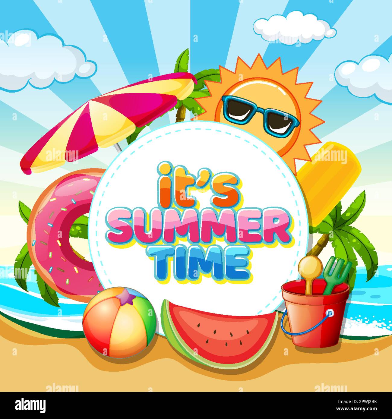 Its summer time banner template illustration Stock Vector Image & Art ...