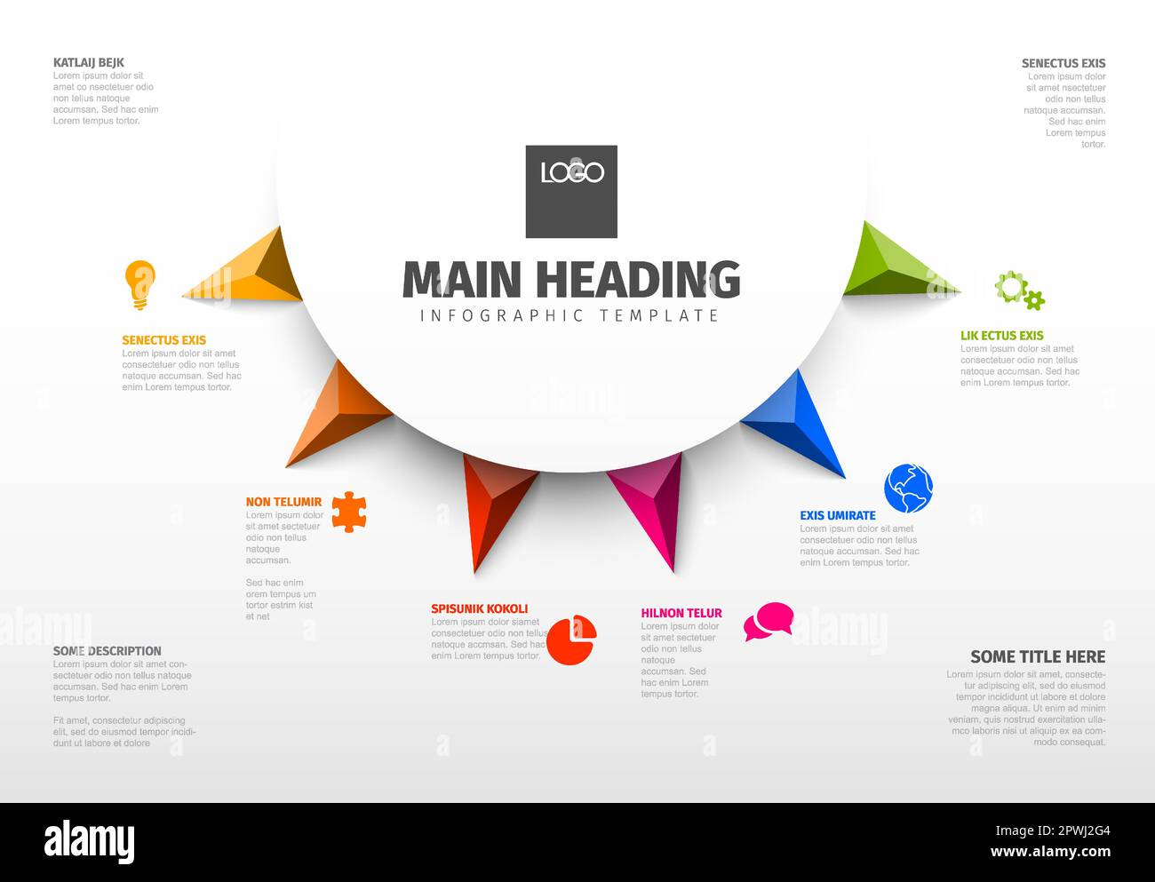 Vector multipurpose Infographic template made from big title circle six ...