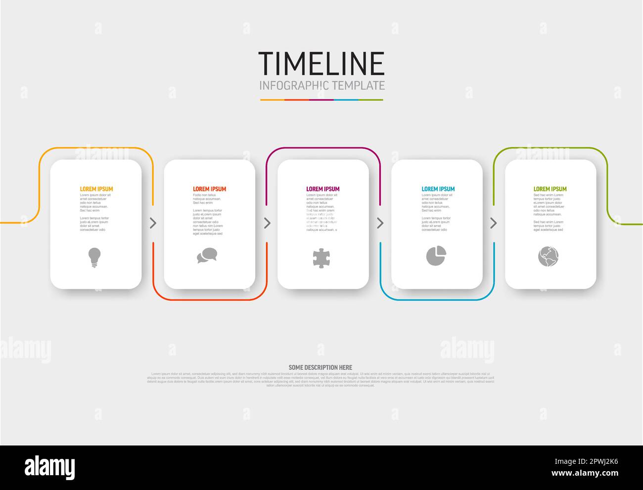 Vector light Infographic template with white rounded cards and colorful ...