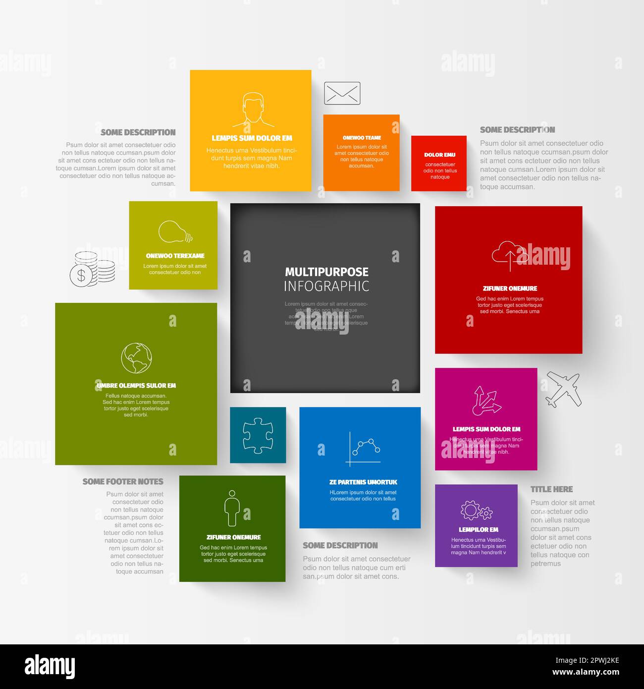 Vector Minimalist colorful mosaic Infographic report template with ...