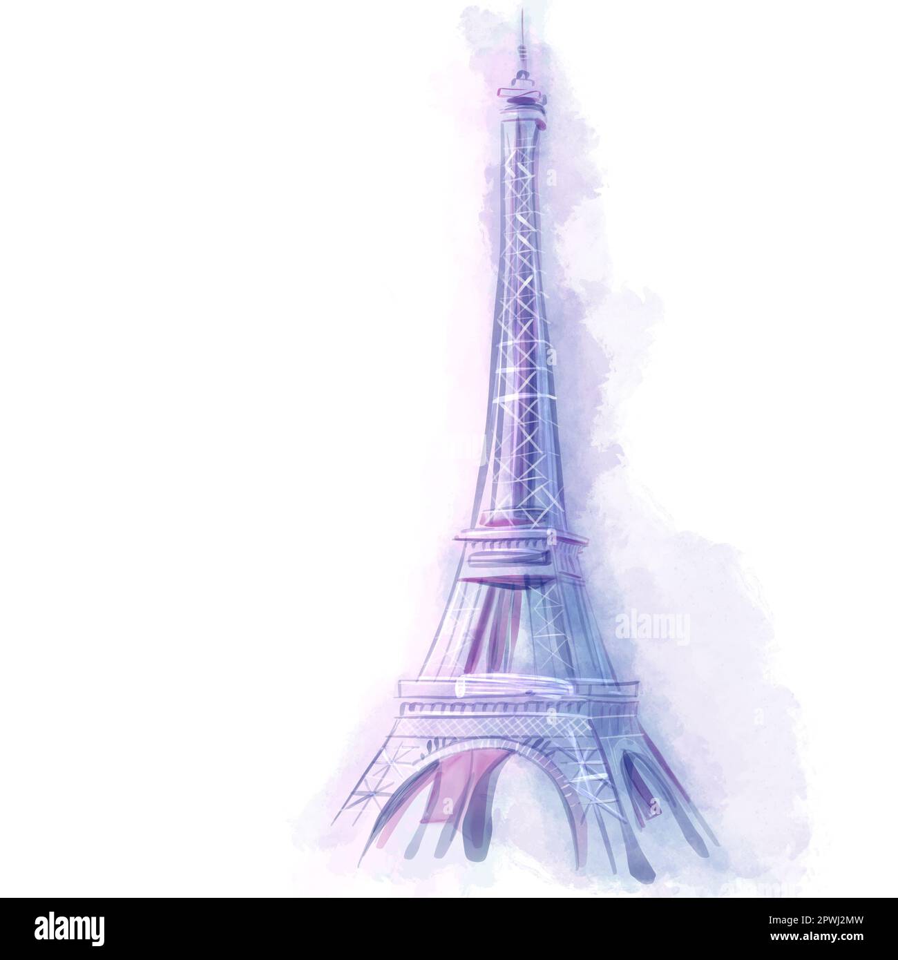 Watrcolour illustration of Eiffel Tower. Travel to Paris poster ...