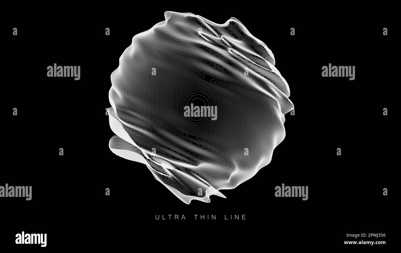 Distorted line spheres. Vector thin line glitch geometry Stock Vector ...