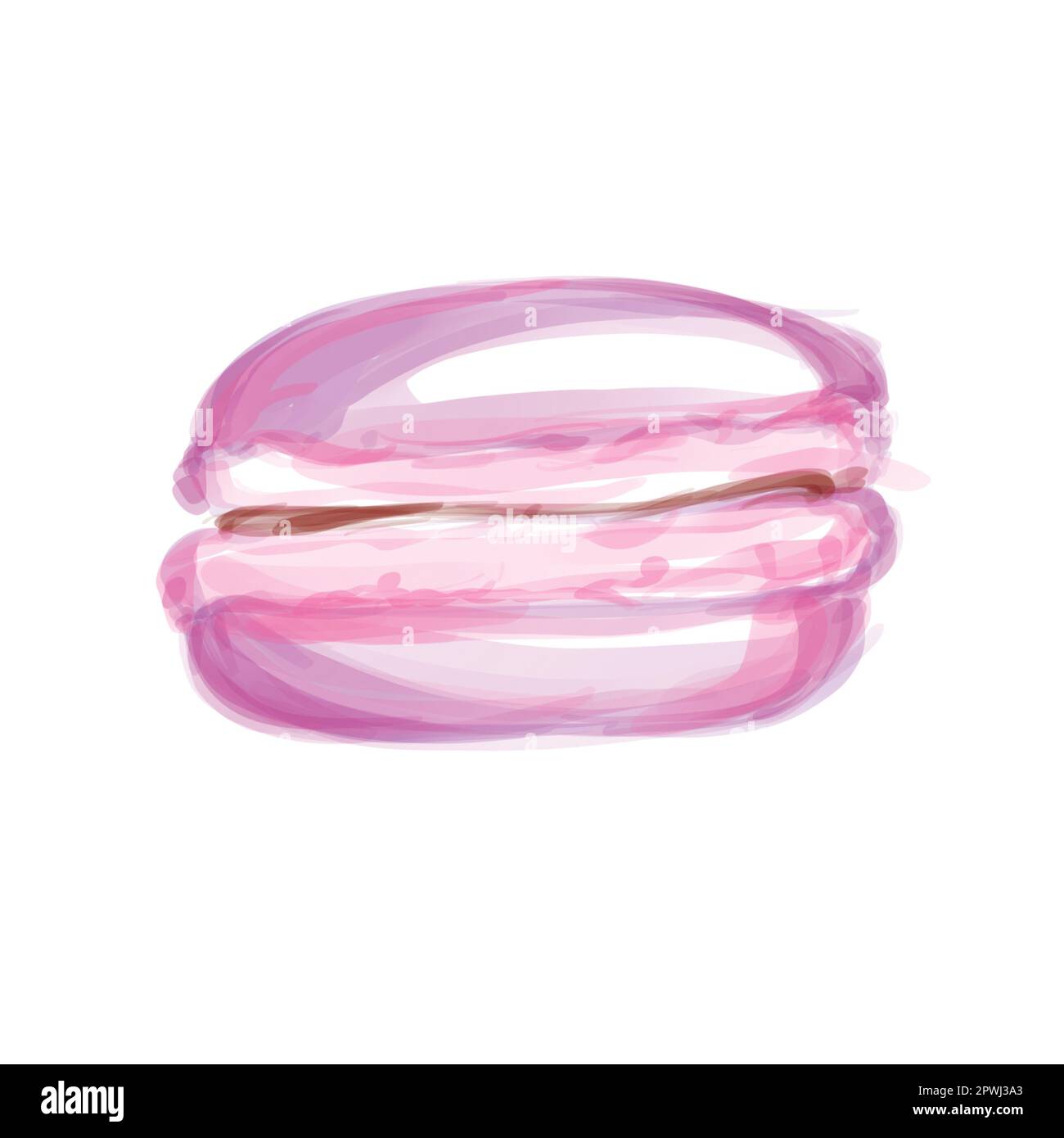 Watercolor illustration of hand painted pink macaron, isolated Stock ...