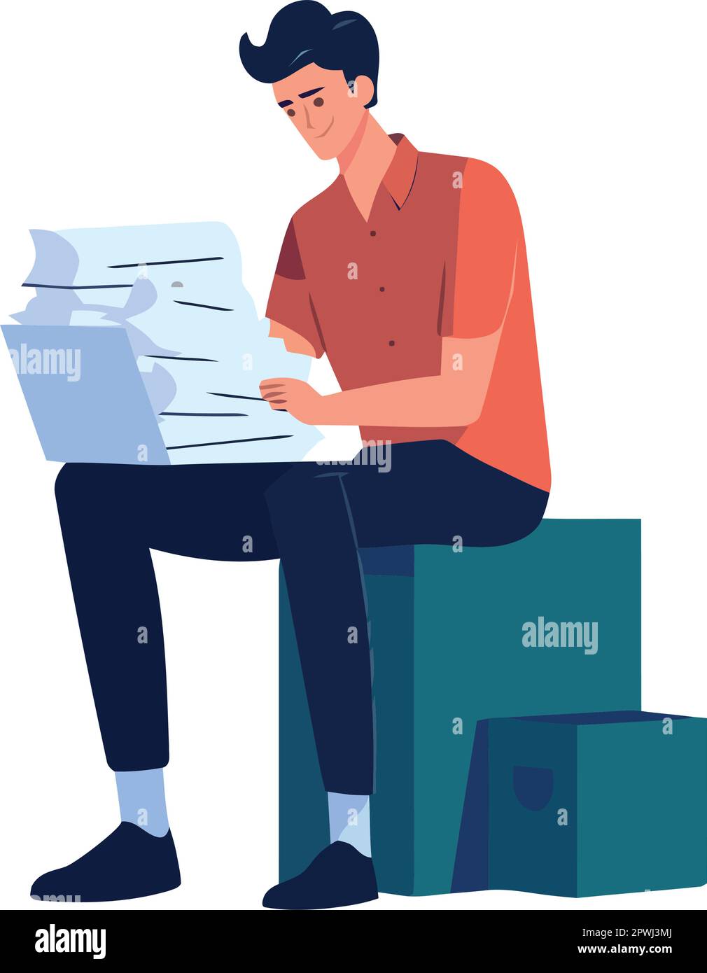 Businessman newspaper character cartoon Cut Out Stock Images & Pictures ...