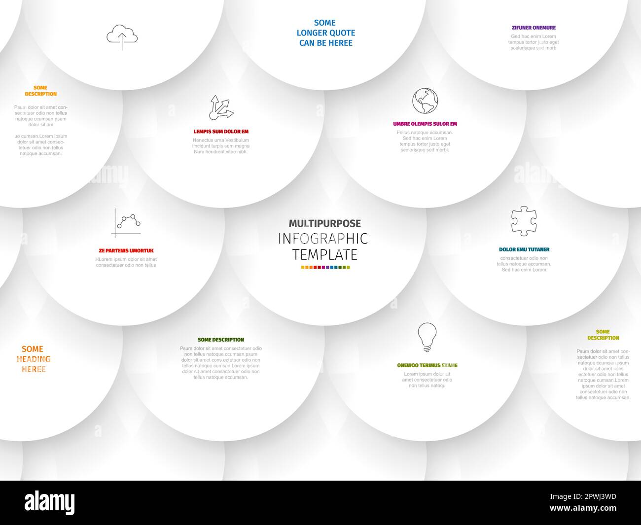 Vector Minimalist light gray infographic report template with circle ...