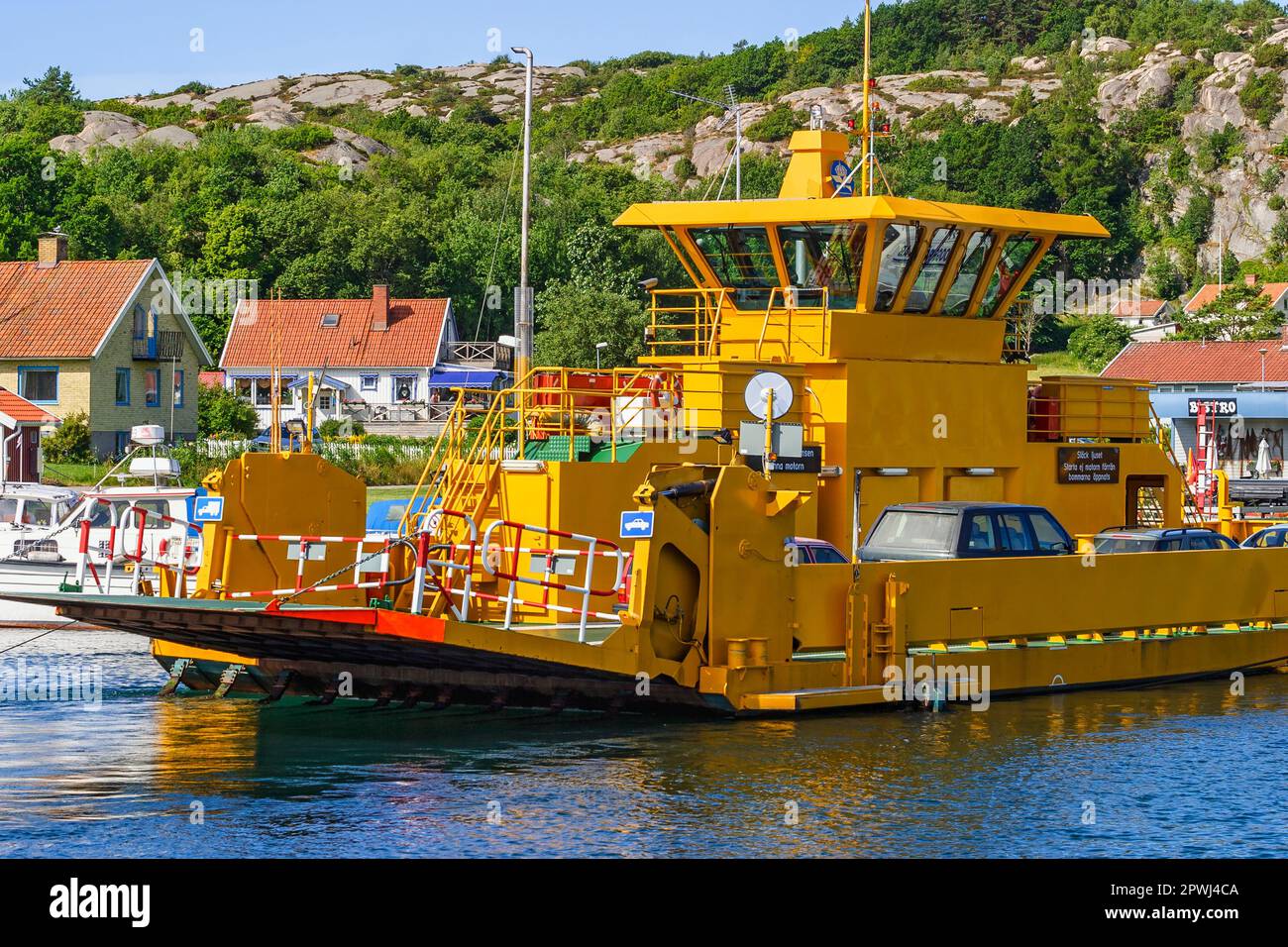 Cable ferry with cars in Hamburgsund on the Swedish west coast Stock ...