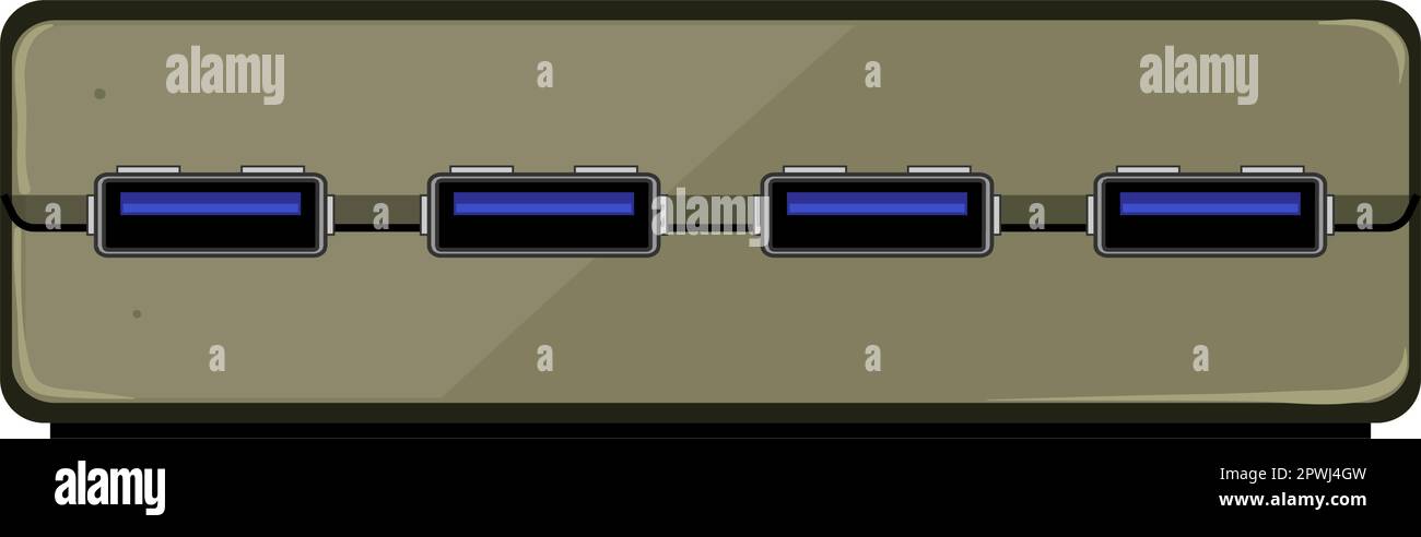 technology usb hub cartoon. connection digital, port equipment ...