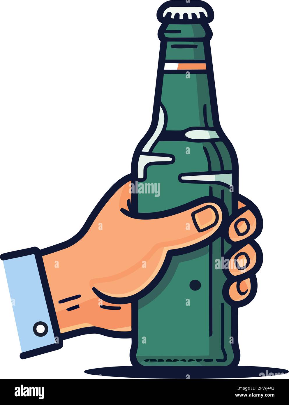 Hand holding beer bottle, symbol of celebration Stock Vector Image ...