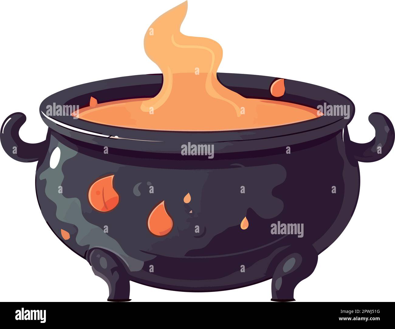 Boiling cauldron brews spooky Halloween potion soup Stock Vector Image ...