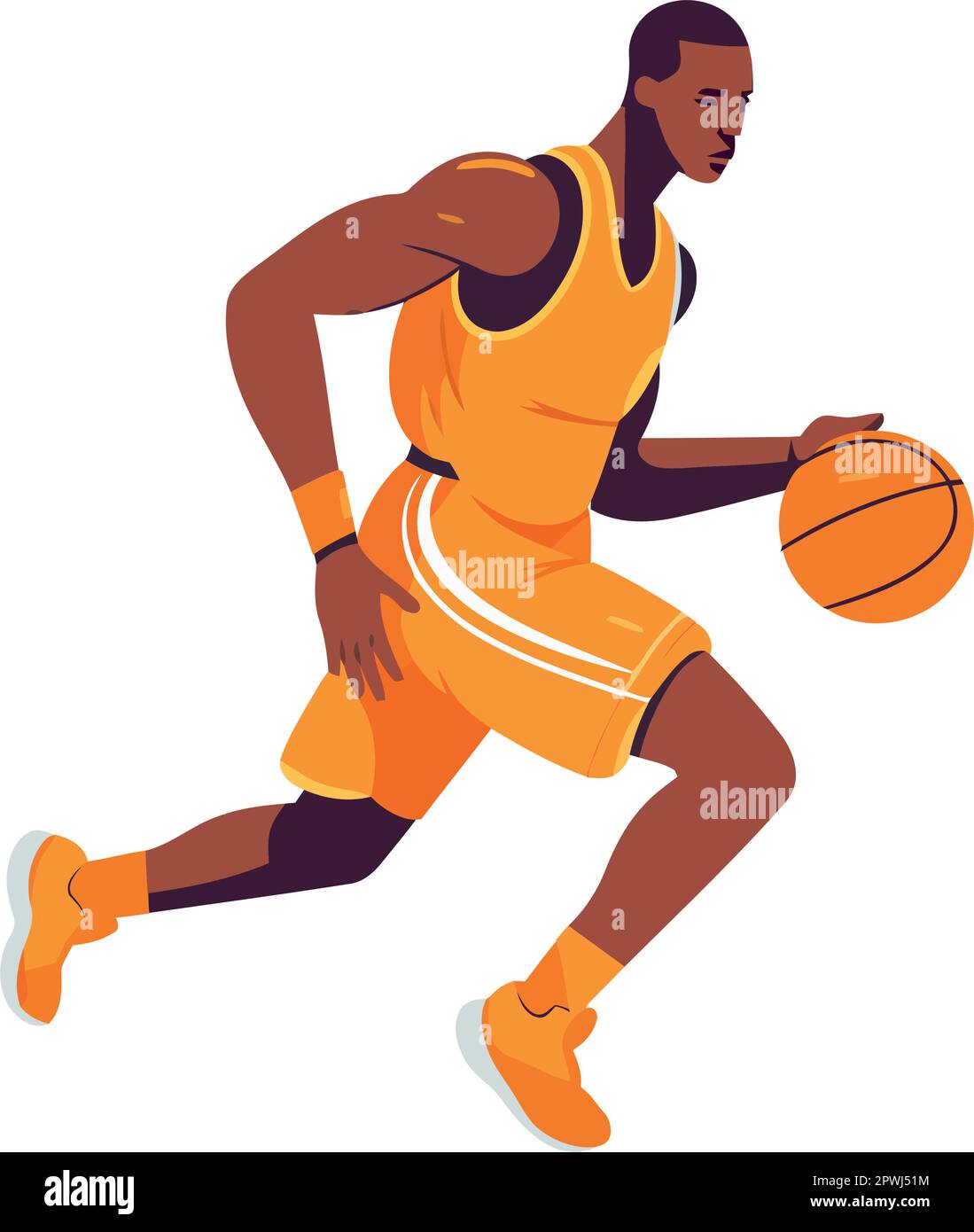 Muscular basketball player dribbling ball with speed Stock Vector Image ...