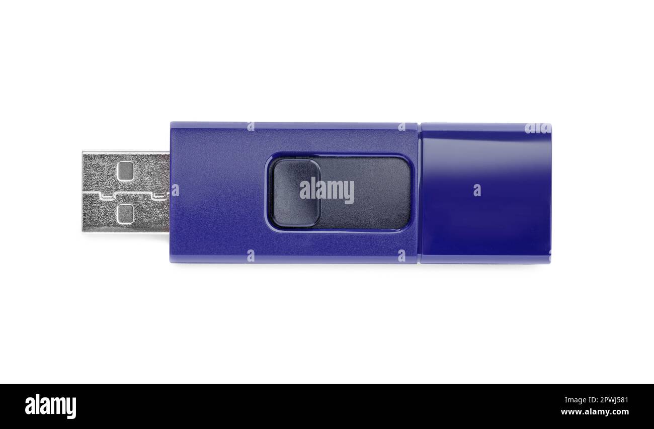 Blue usb flash drive isolated on white Stock Photo - Alamy
