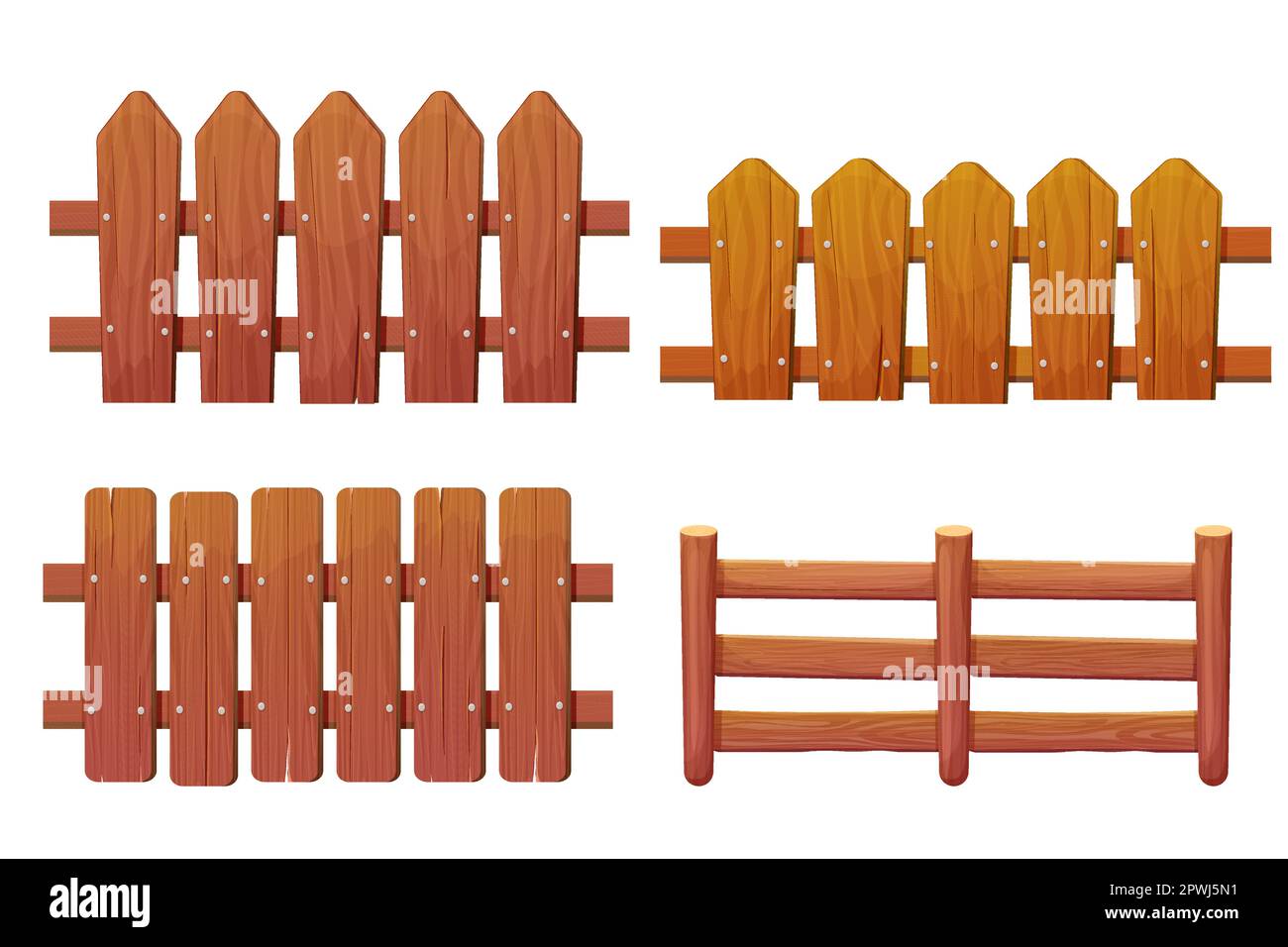 Wooden fencing on farm, ranch, garden isolated country timber fence in ...