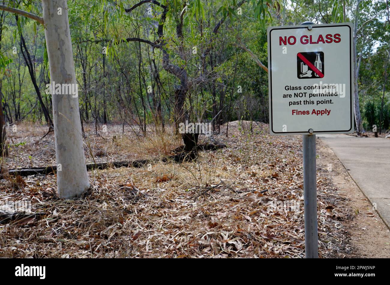 no glass bottle or container sign with bush background Stock Photo - Alamy