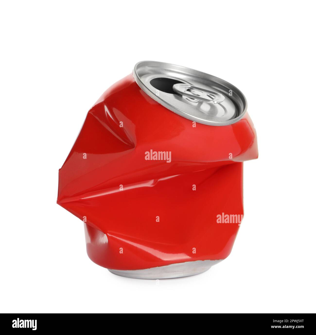 Red crumpled can with ring isolated on white Stock Photo - Alamy