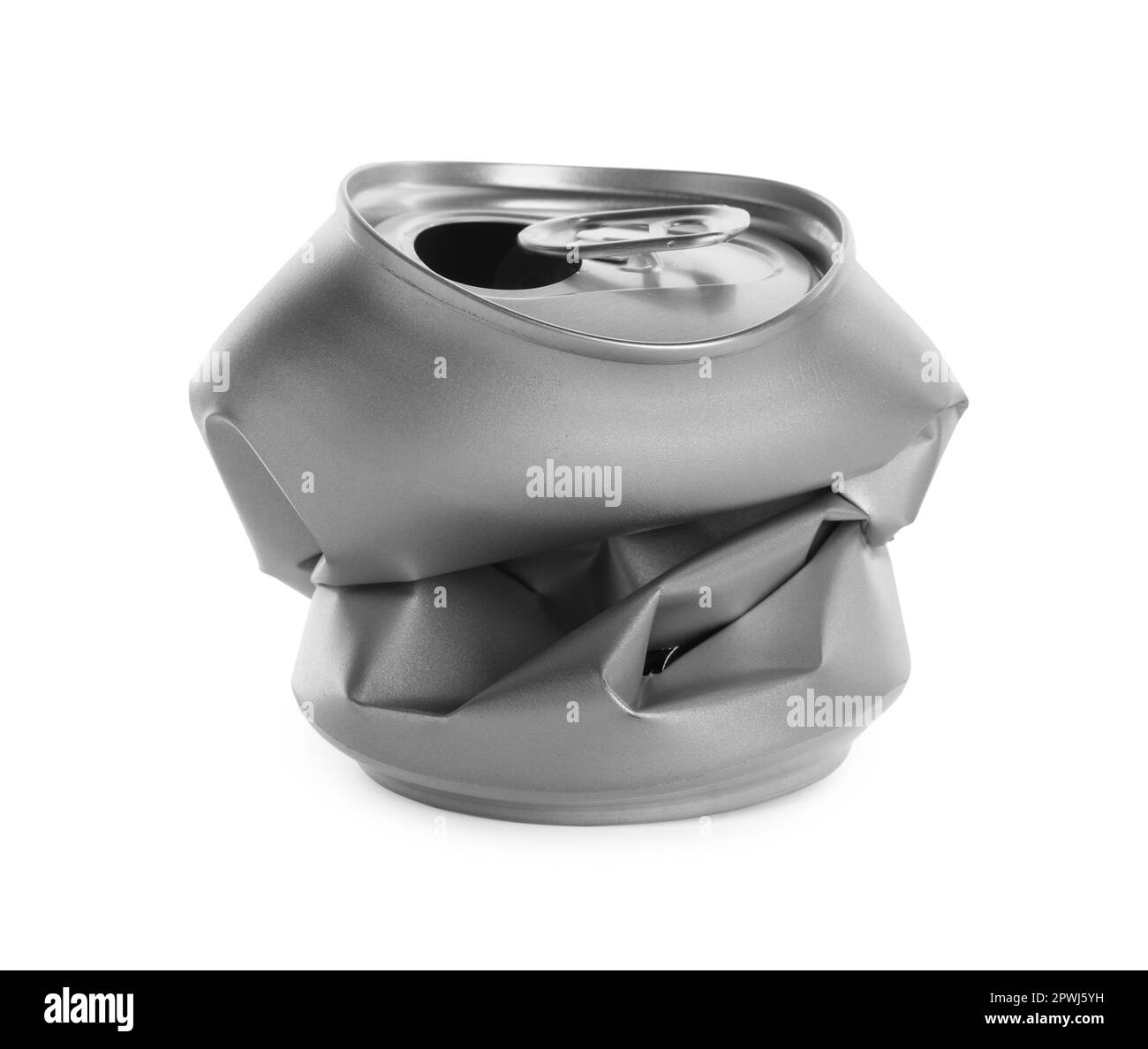 Silver crumpled can with ring isolated on white Stock Photo - Alamy