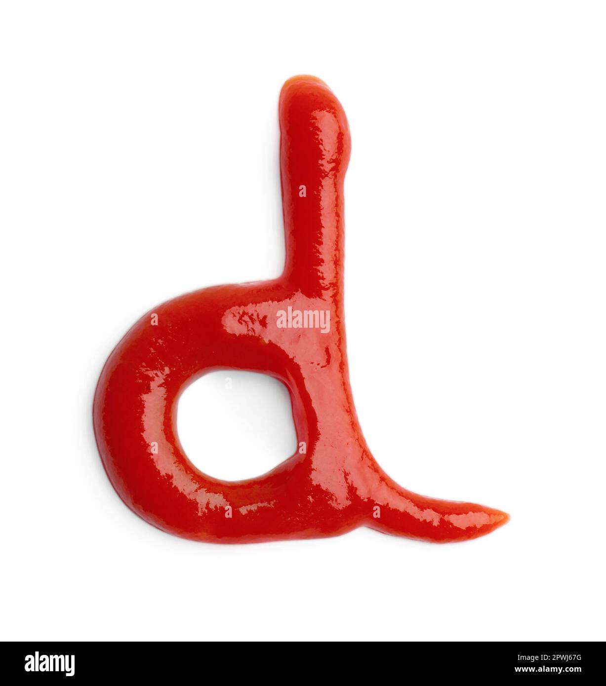 Letter D written with ketchup on white background Stock Photo - Alamy