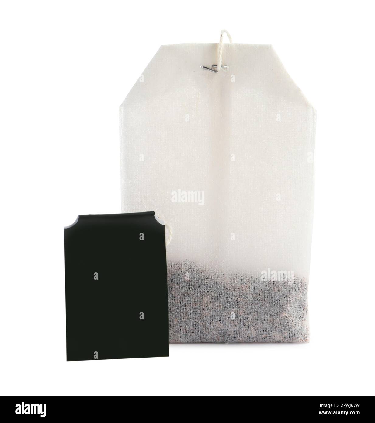 New tea bag with tab isolated on white Stock Photo - Alamy