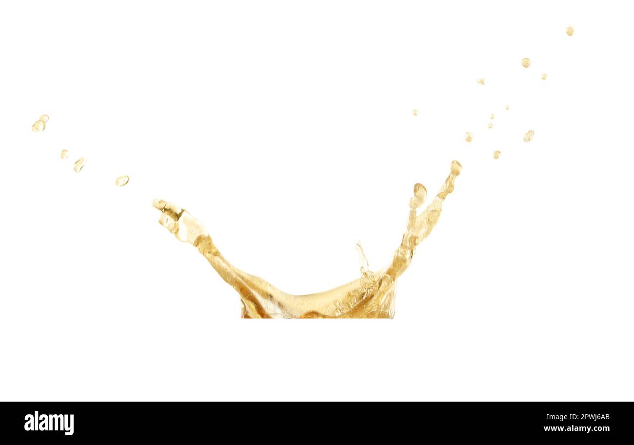 Splash of tasty beer on white background Stock Photo - Alamy