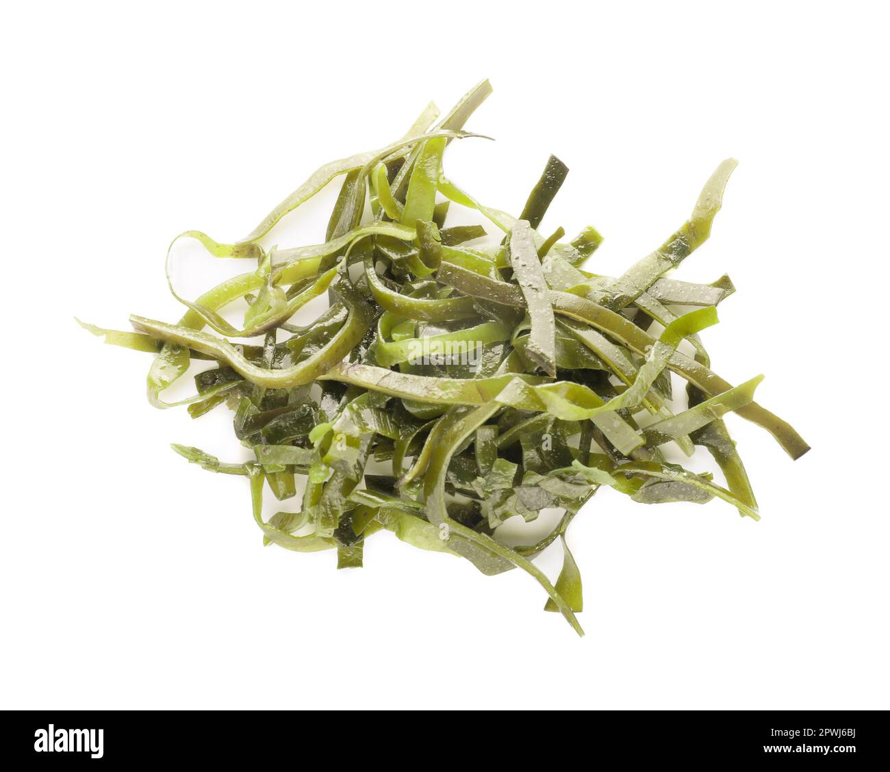 Fresh laminaria (kelp) seaweed isolated on white, top view Stock Photo ...