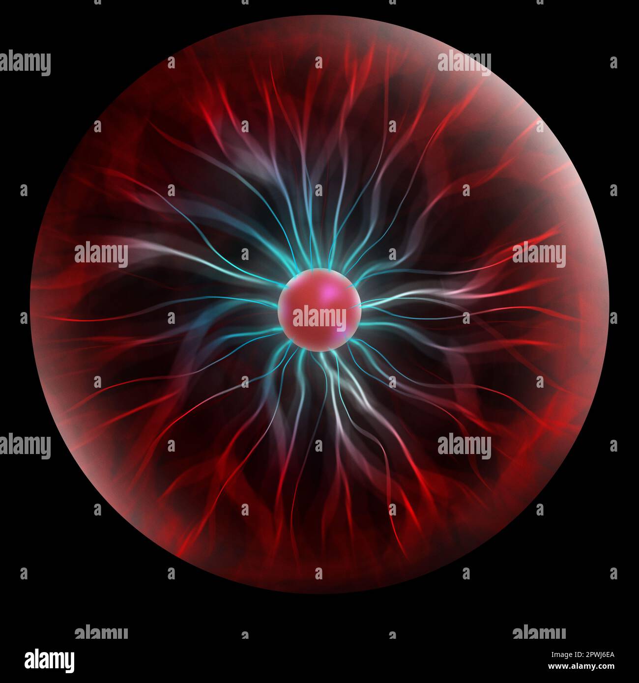 Plasma globe on black background, illustration. Physics Stock Photo - Alamy