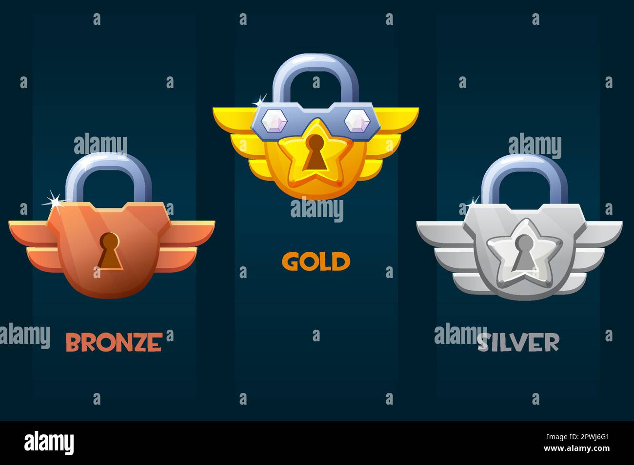 Bronze, silver and golden padlock. Award game icons Stock Vector Image ...
