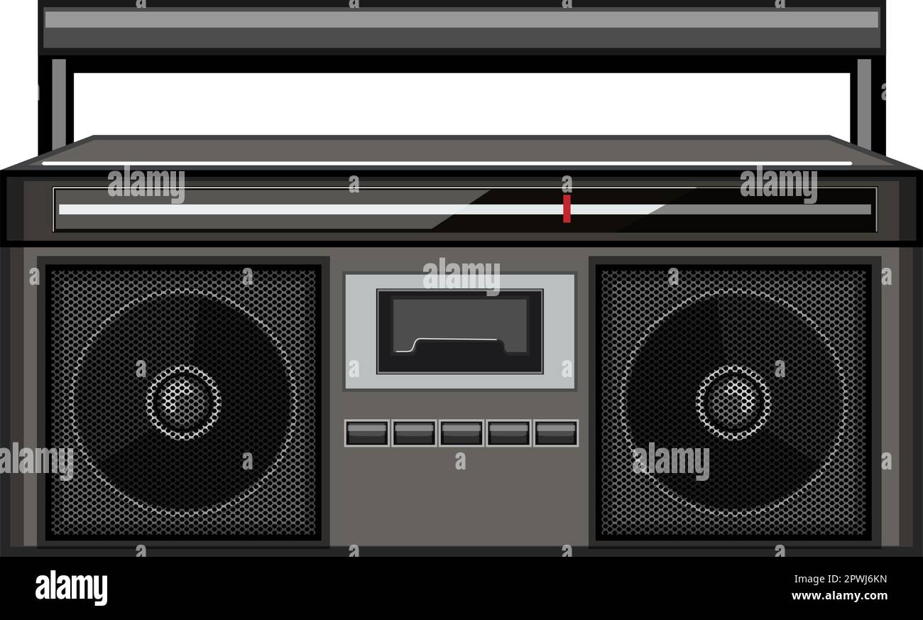 vintage boombox audio cartoon. radio stereo, tape sound vintage boombox ...
