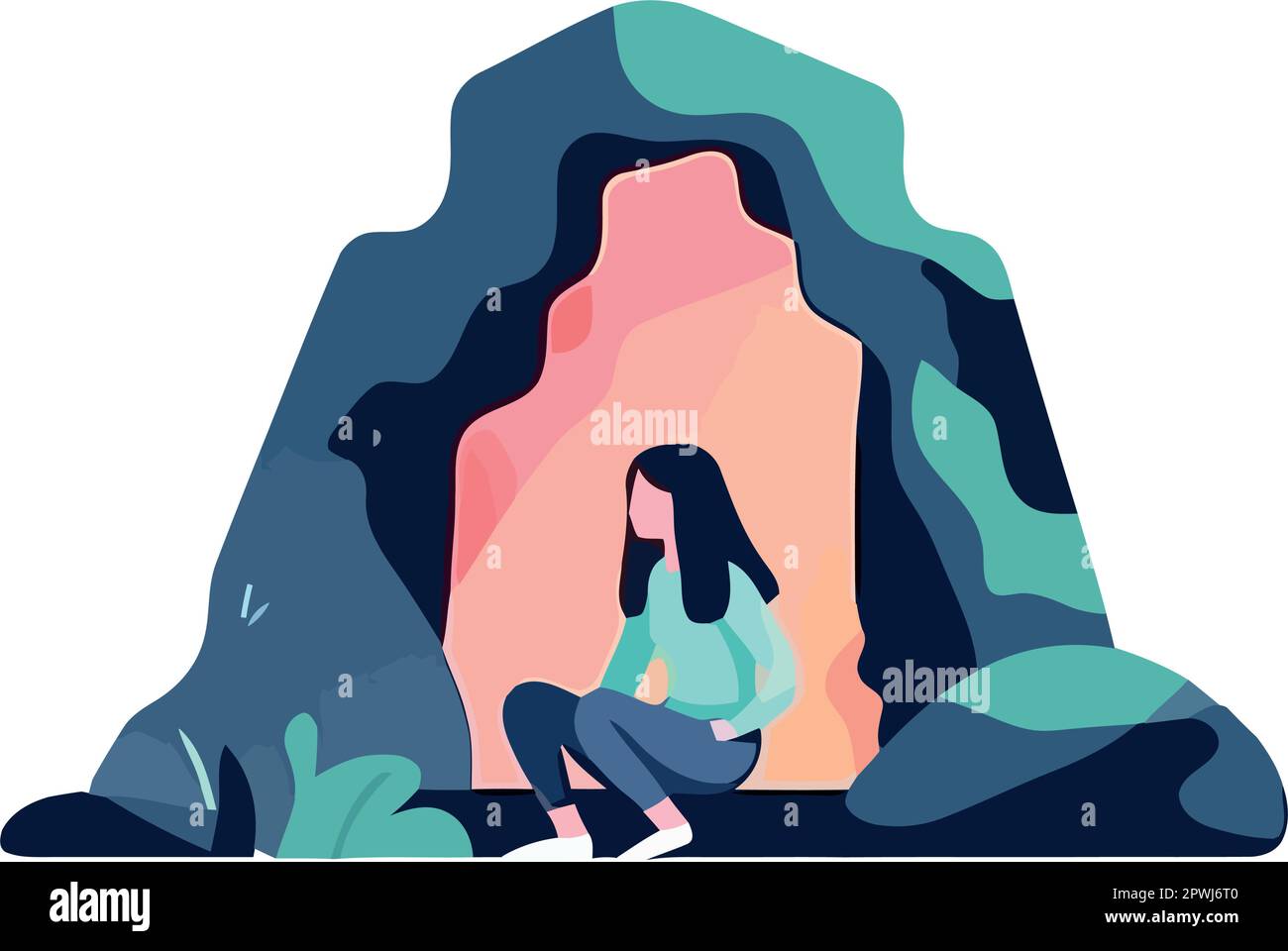 Female in the entrance of the cave Stock Vector Images - Alamy
