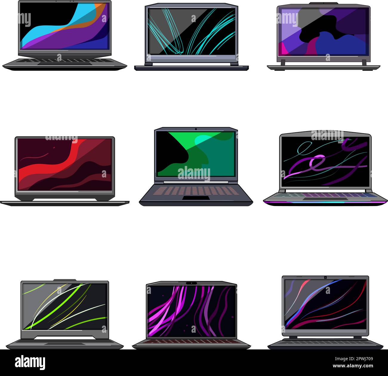 laptop gaming set cartoon. internet game, computer pc, online screen ...