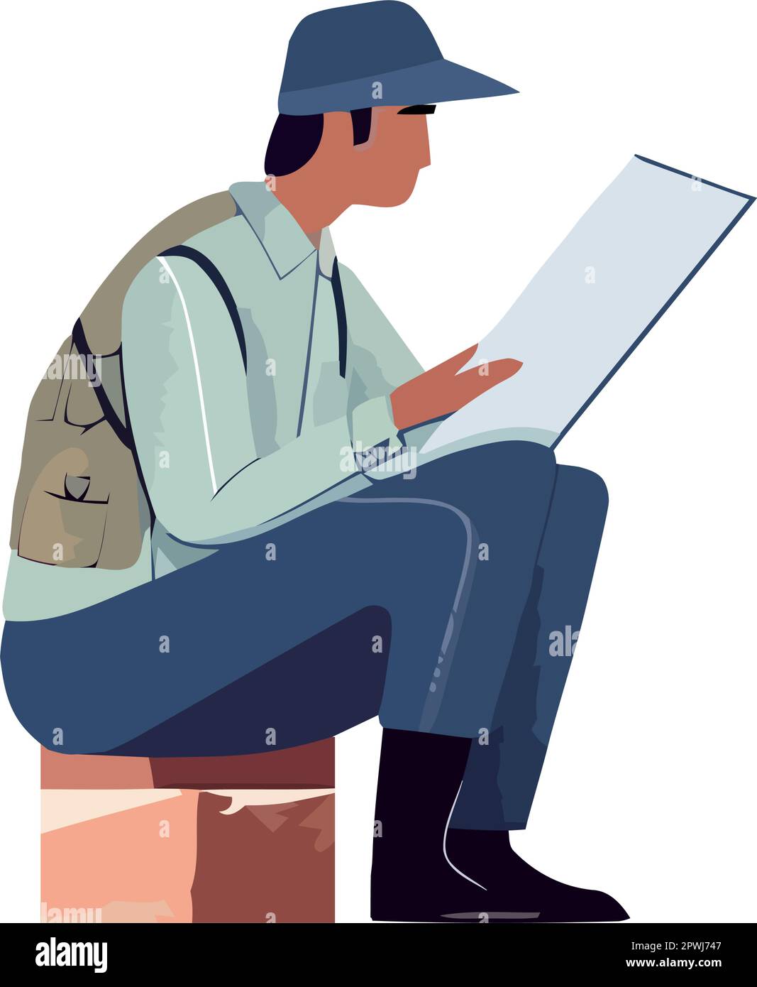 man sitting reading a paper Stock Vector Image & Art - Alamy