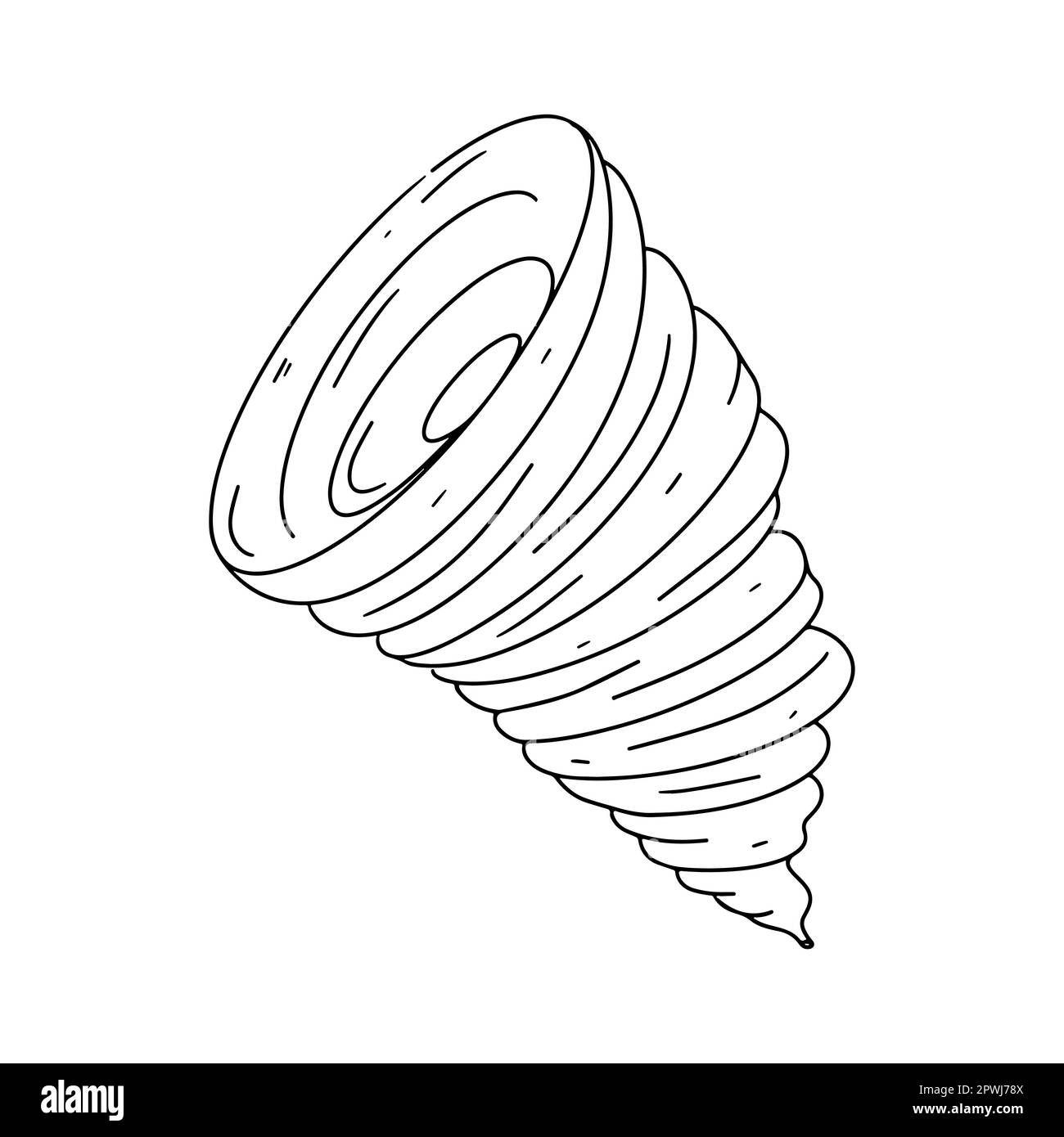 Tornado in hand drawn doodle style. Vector illustration isolated on ...