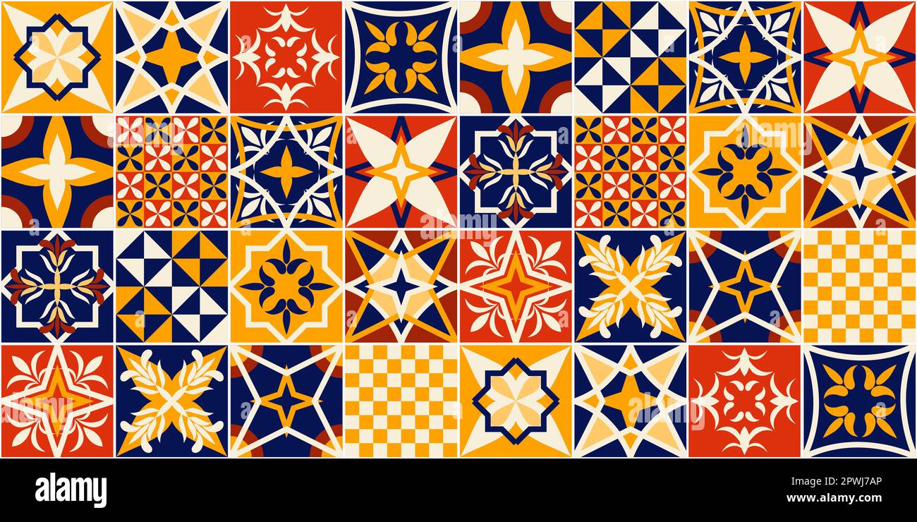 Spanish, Moroccan or Mexican tiles. Talavera style. Colorful floor tile ...